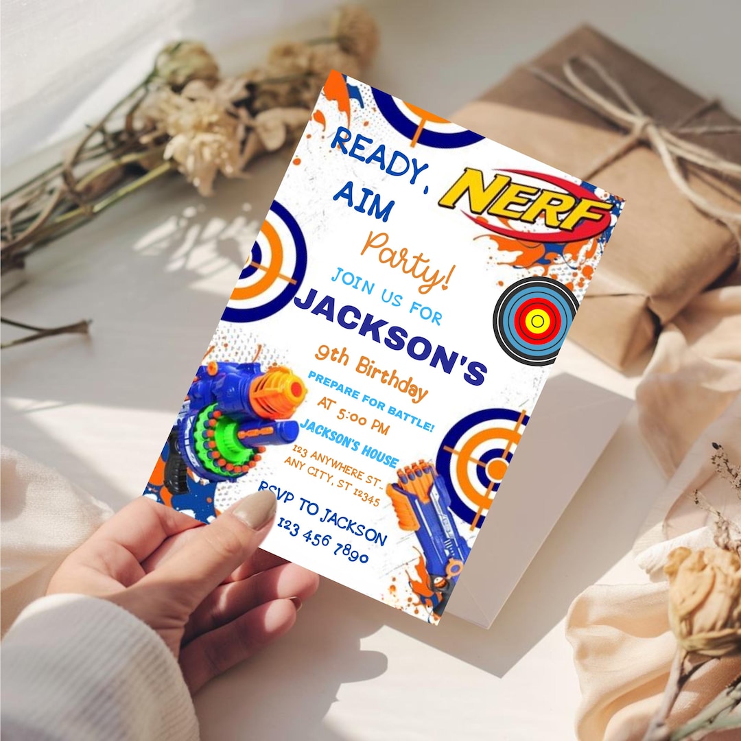 Editable Nerf Birthday Party Invitation Birthday Party Invitation, Dart ...
