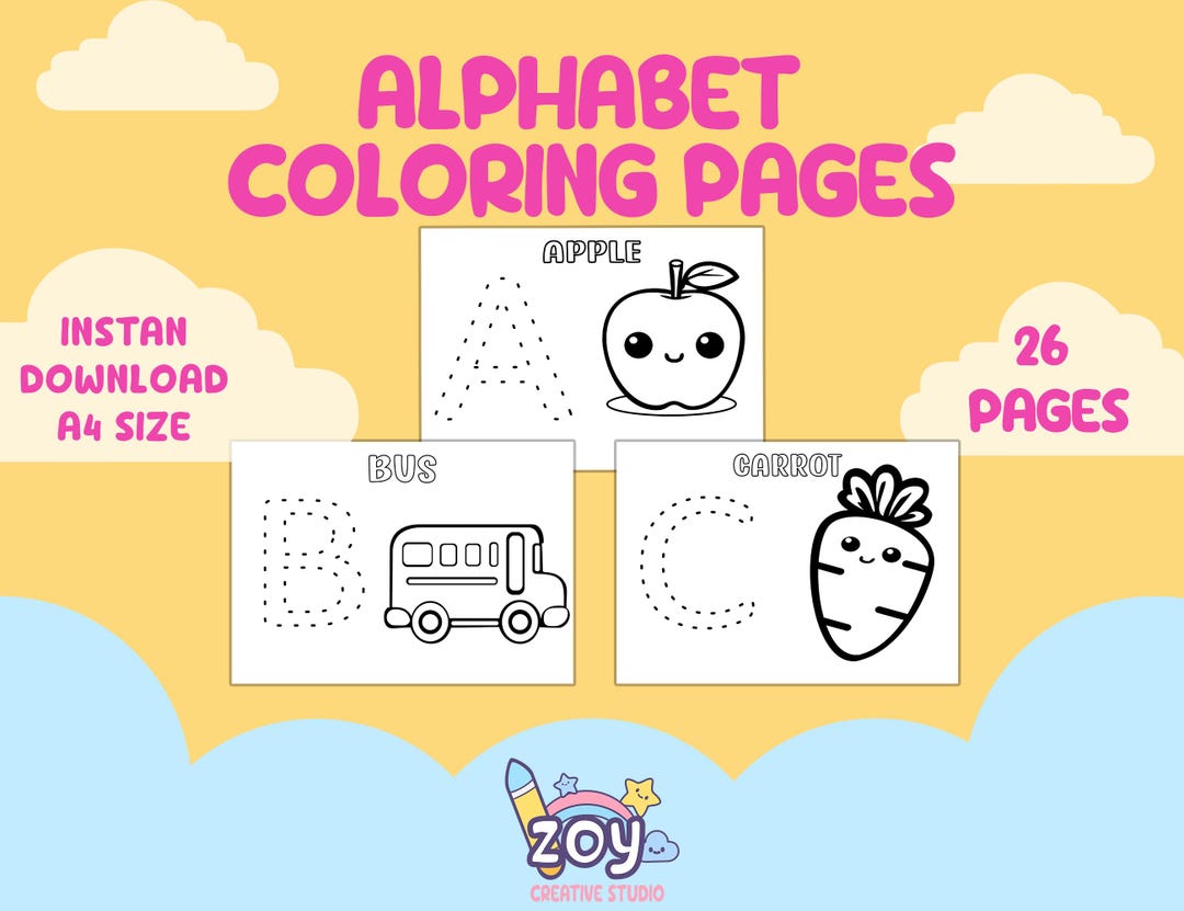 Alphabet Coloring Pages A to Z for Kids – Printable ABC Worksheets PDF ...