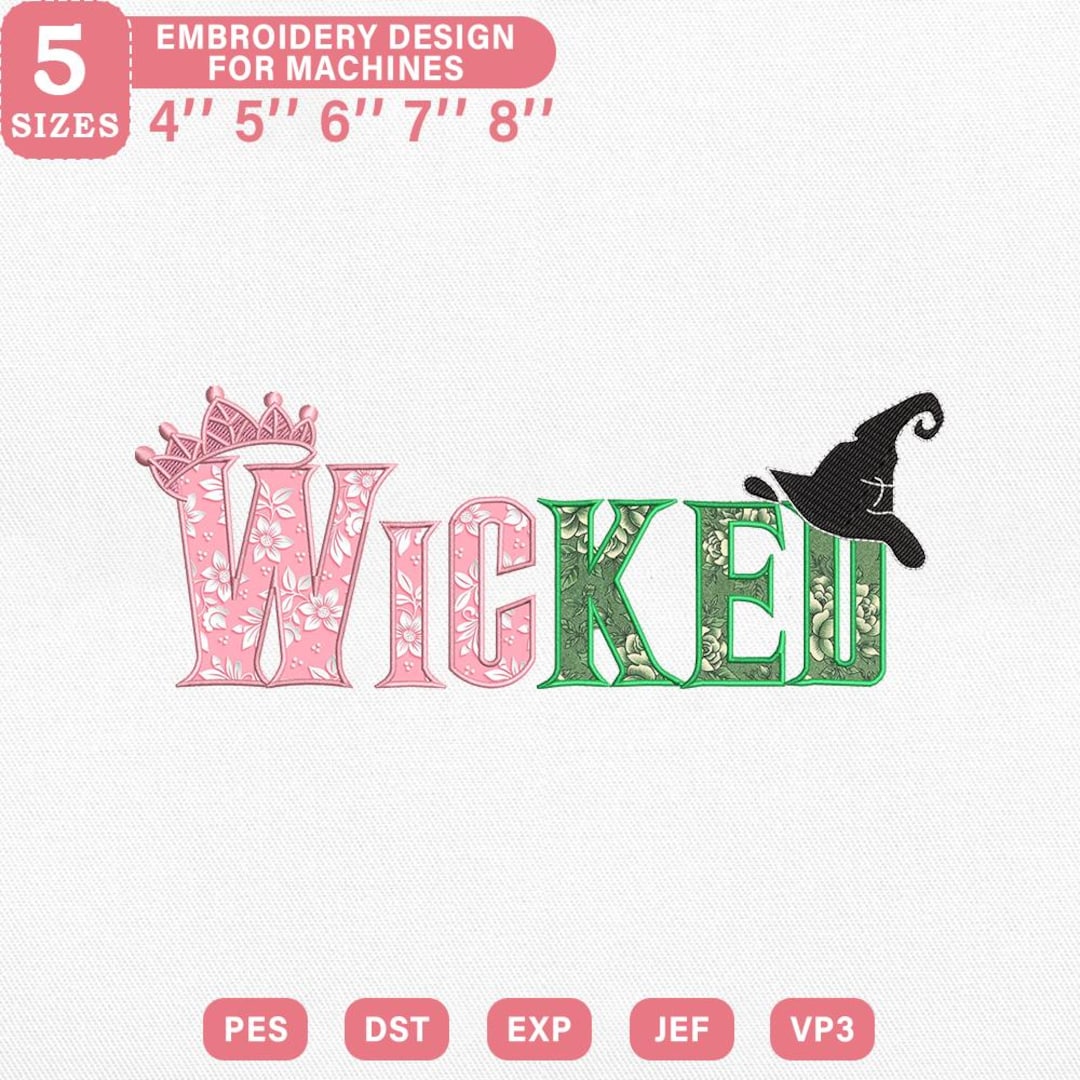 Wicked Text Applique Embroidery Designs, Shiz University Embroidery ...