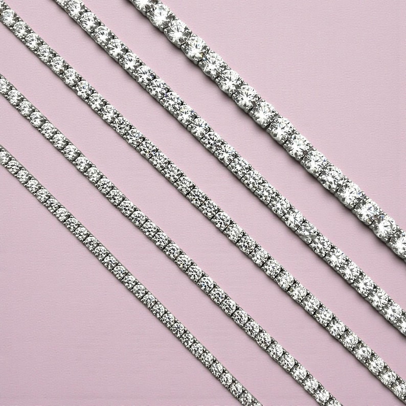 Sterling Silver Riviera Bracelet With White CZ for Her: Women's ...