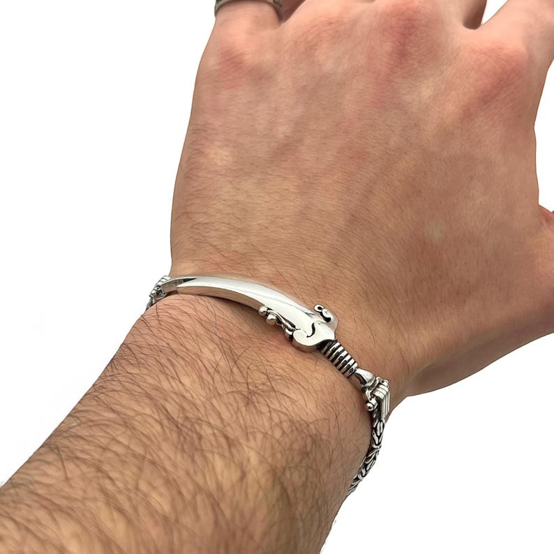 Double Edged Sword King's Chain Sterling Silver Men's Bracelet ...