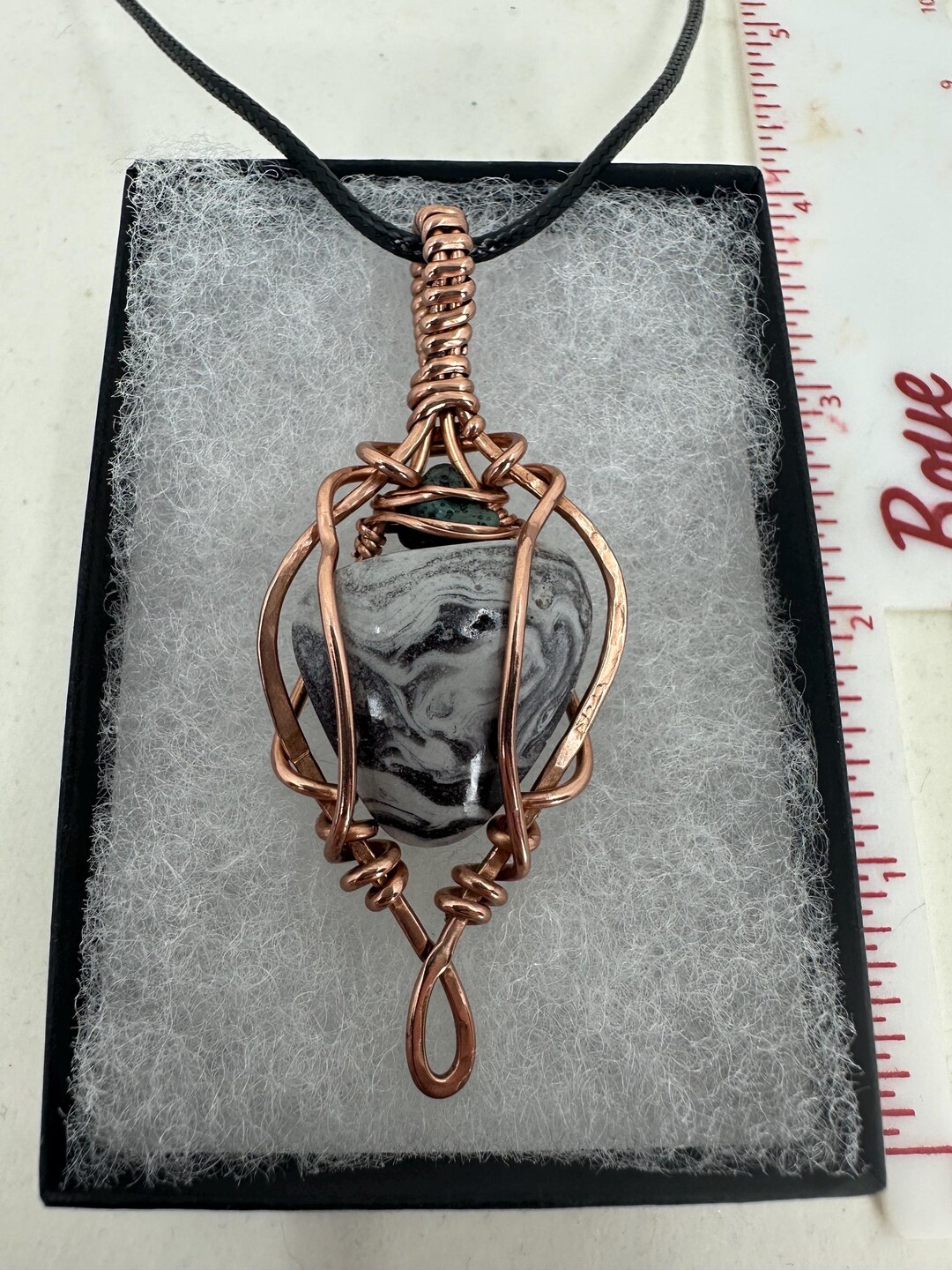 Leland Blue Stone Necklace: Copper Wire Wrapped Pendant #467 - Etsy