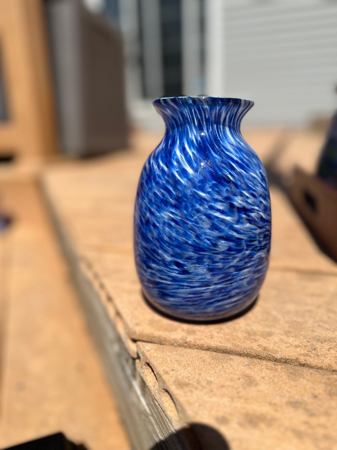Sparkly Blue Large Vase. Heavy. Handmade Blown Glass From Traverse City ...
