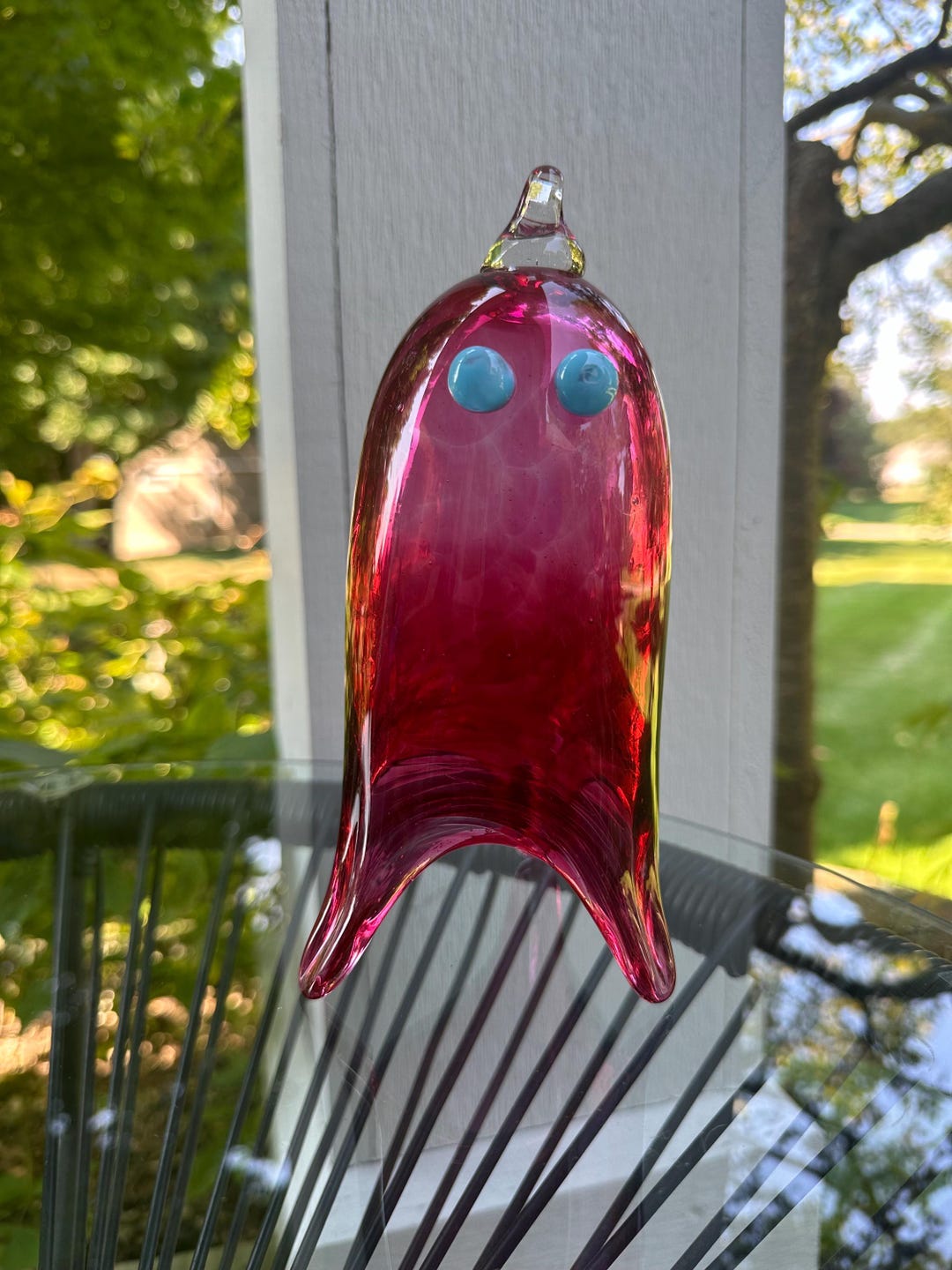 Hand Blown Glass Ghost: Translucent Cranberry Halloween Decor - Etsy