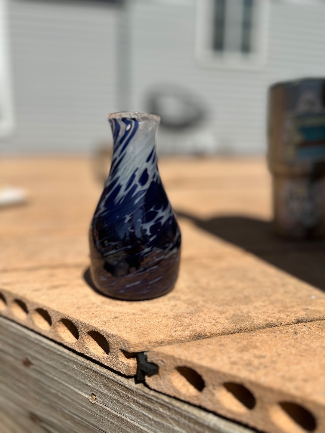 Blue and Silver Small Vase. “silver Twilight.” Handmade Blown Glass ...