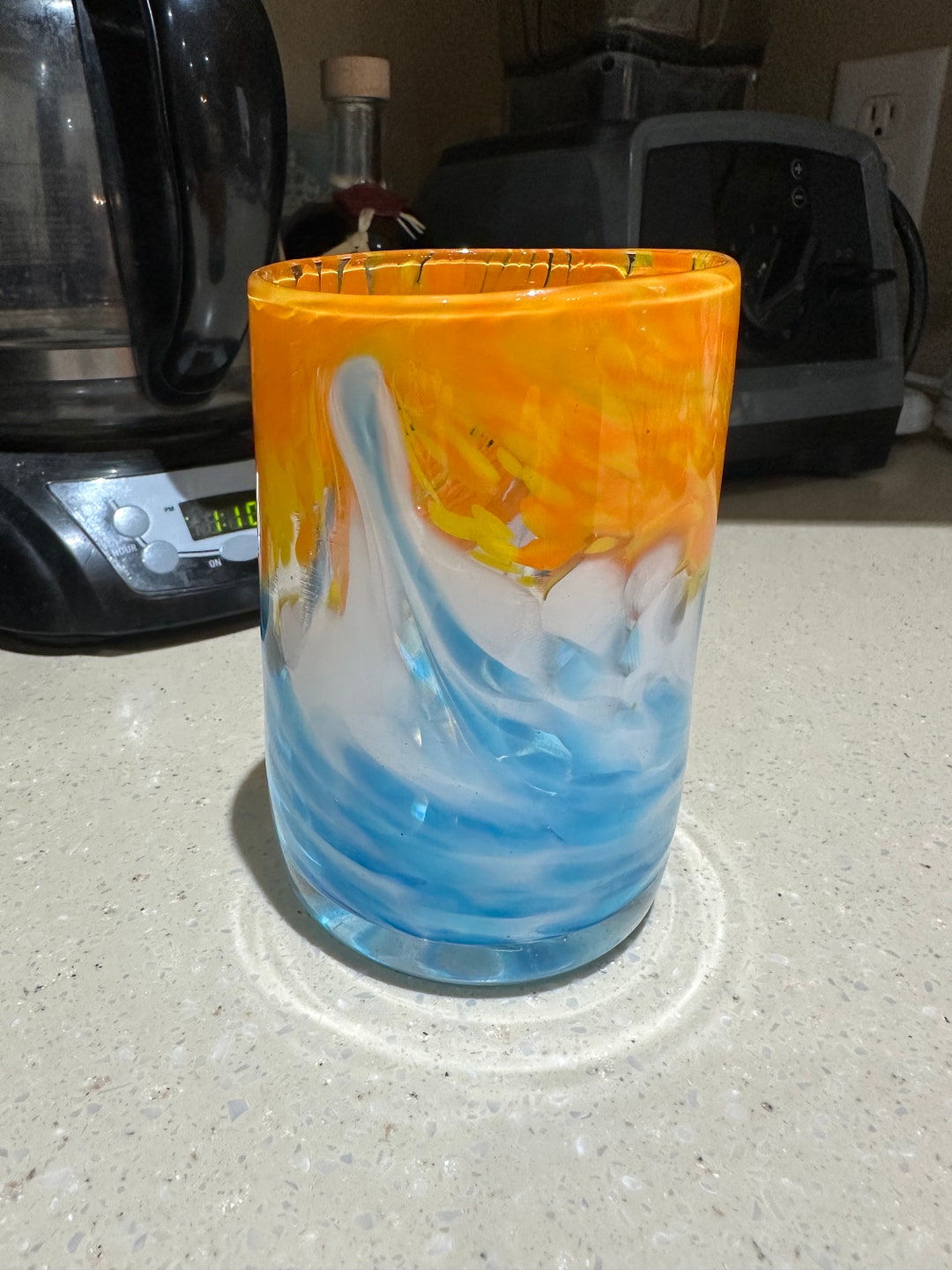 Fire and Ice Design Hand Blown Glass Drinkware, Cold Drink Glass ...