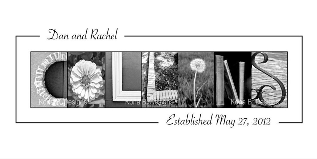 Last Name Alphabet Photo Art Print - 10x20 Unframed - Etsy