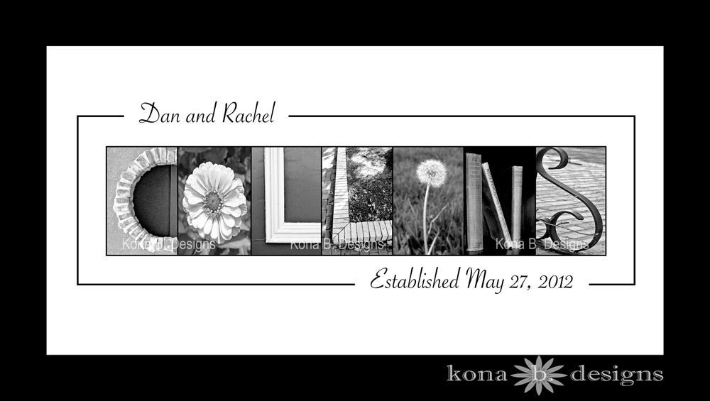 Personalized Wedding Print Last Name Alphabet Photo Art - Etsy