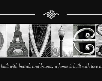 Personalized Family Name Signs Black and White Print 10x20 - Etsy