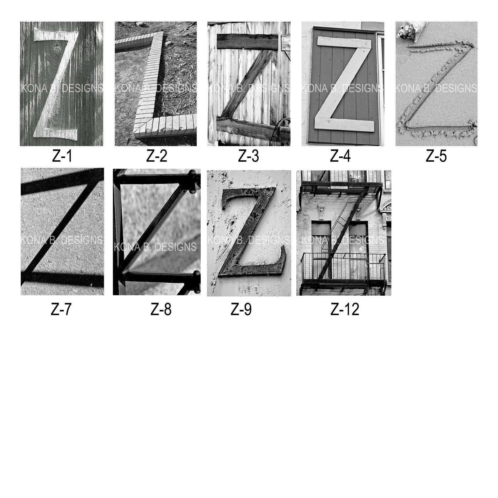 Letter Z - Alphabet Photography - 4x6 Photo Letter - Unframed - Black ...