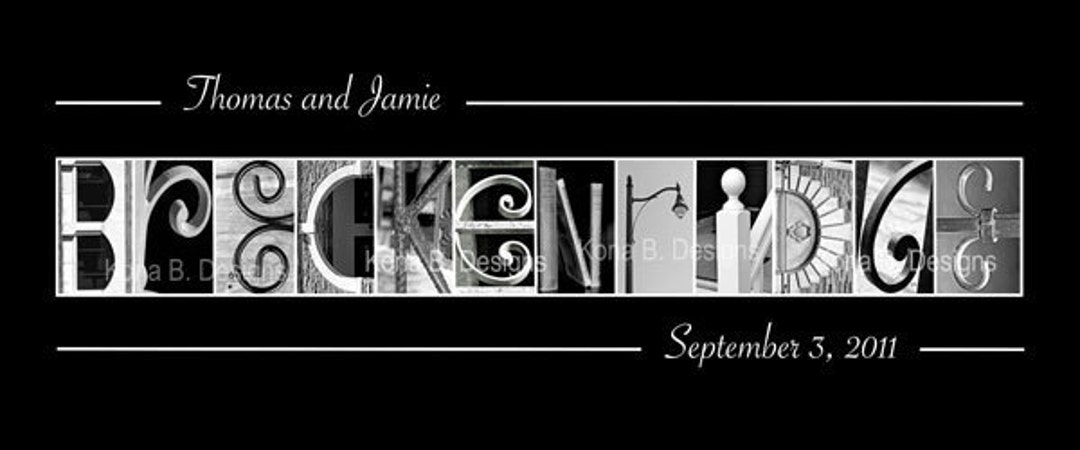 Alphabet Photo Letter Art Custom LAST NAME in Photo Letters 10x24 Name ...
