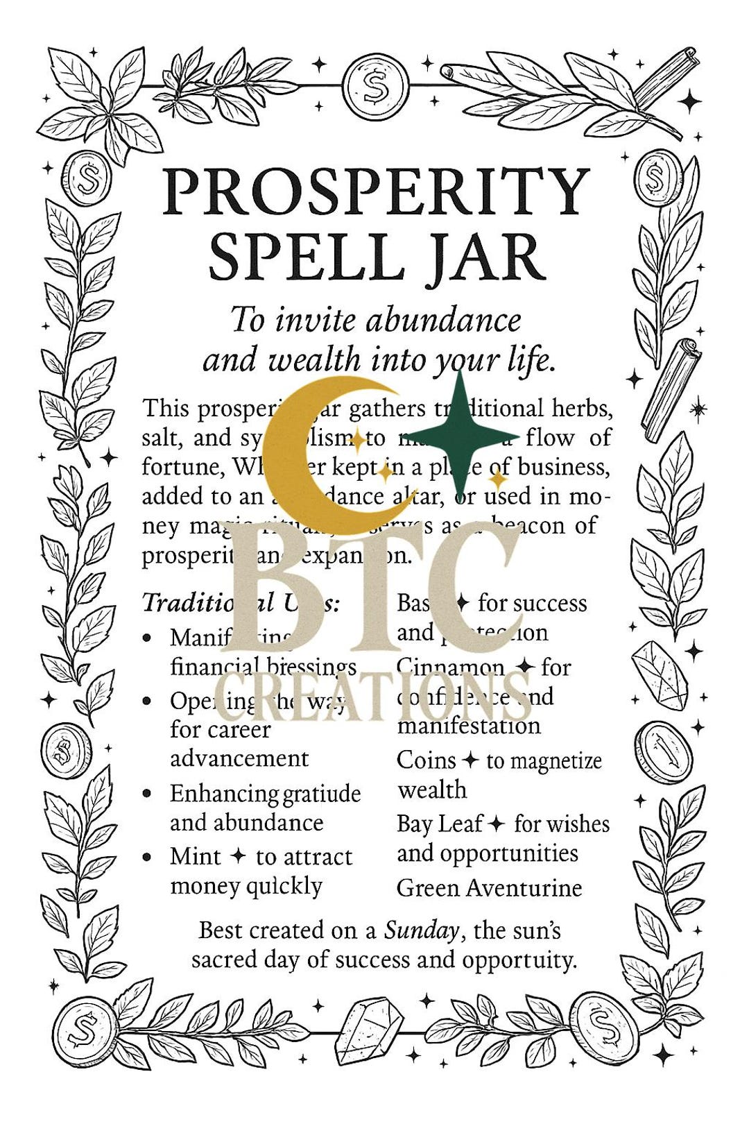 Prosperity Spell Jar Coloring Page – Printable Witchy Art for ...