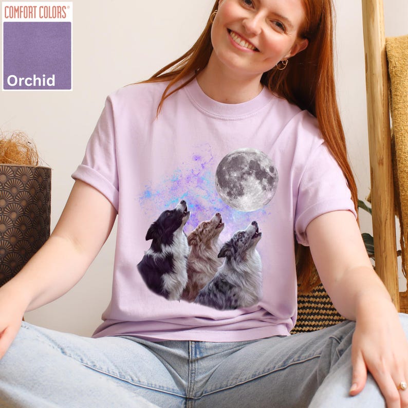 Border Collie Moon Shirt Comfort Colors, Funny Herding Dog Tee, Agility ...