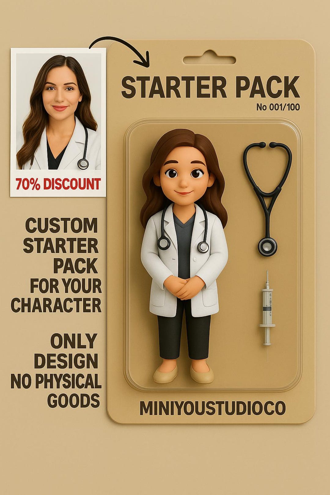 Personalized Doctor Starter Pack – Custom Cartoon Portrait Figurine ...
