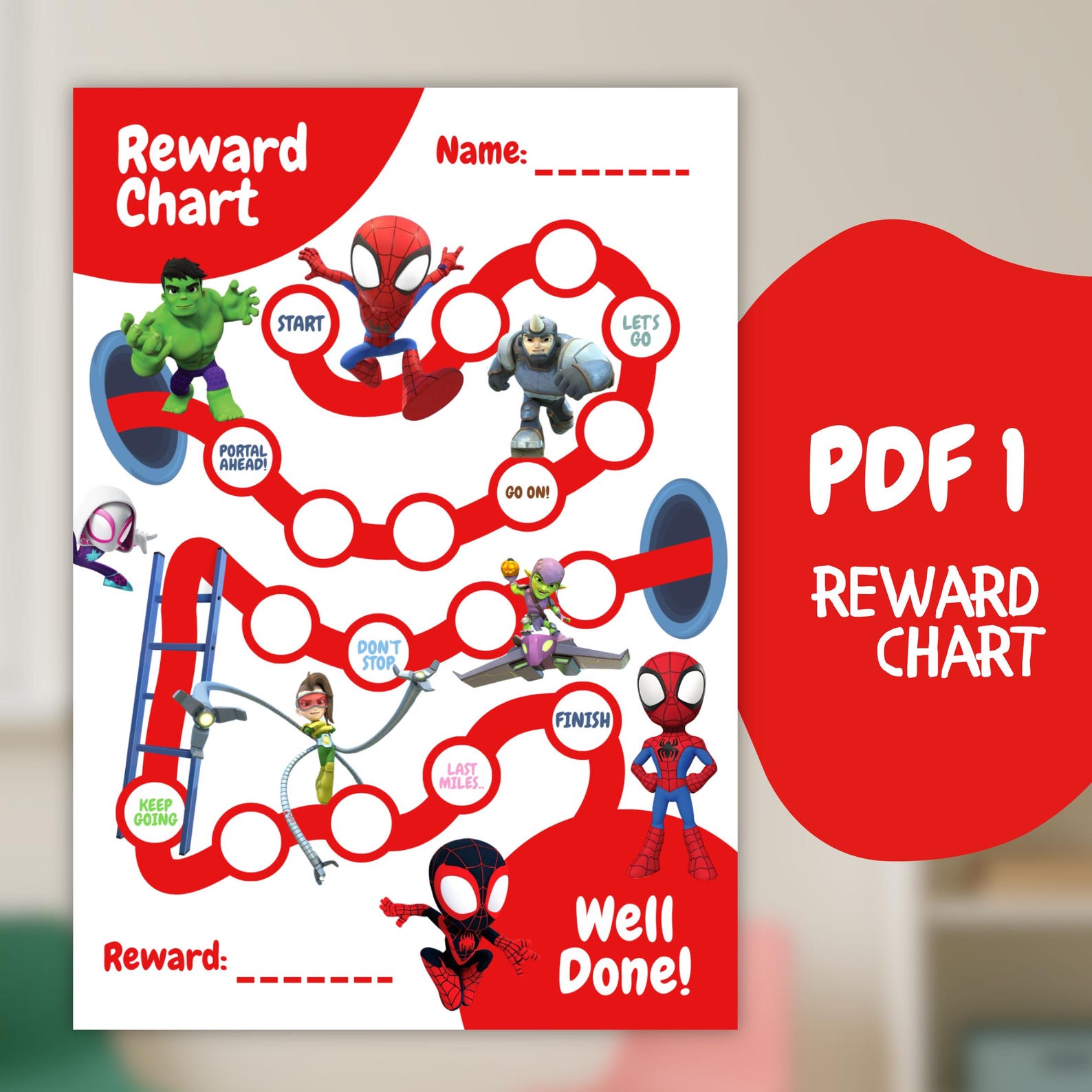 Rewarding Chart for Kids | Spidey Printable Behavior Chart | Reward ...