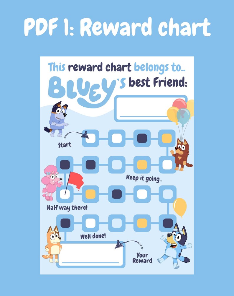 Reward Chart for Kids | Bluey Printable Behavior Chart | Reward and ...