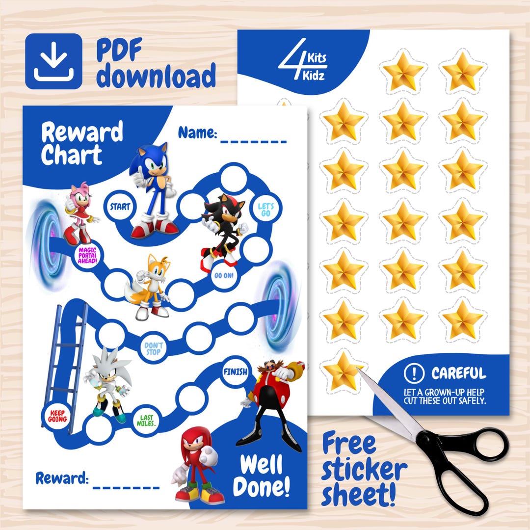 Reward Chart for Kids | Sonic Printable Behavior Chart | Reward and ...