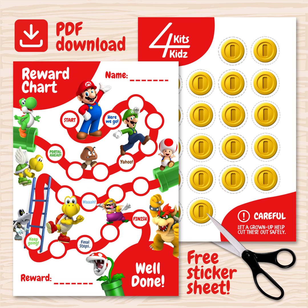 Reward Chart for Kids | Mario Printable Behavior Chart | Reward and ...