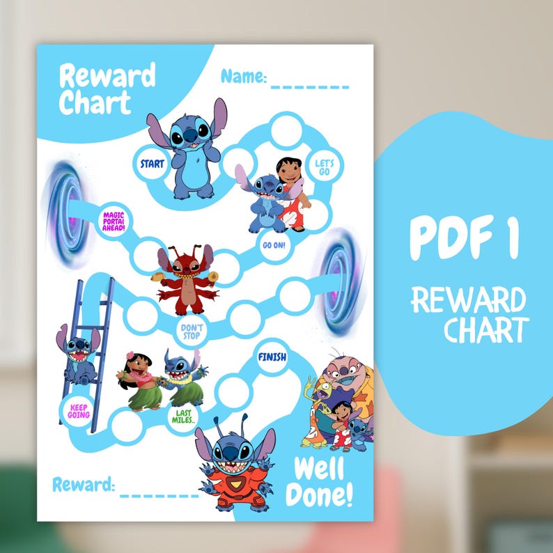 Reward Chart for Kids | Lilo & Stitch Printable Behavior Chart | Reward ...