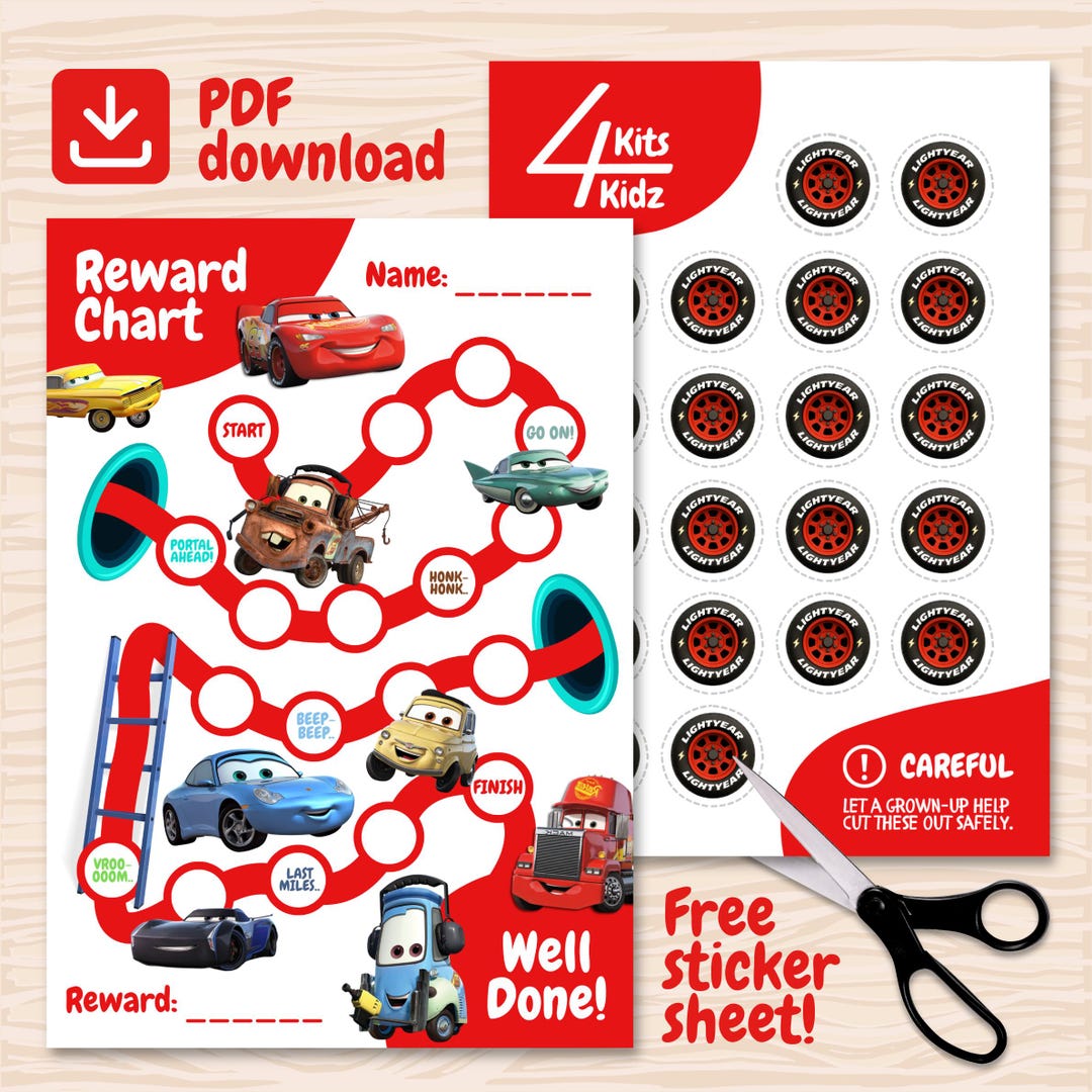 Reward Chart for Kids | Cars Printable Behavior Chart | Reward and ...