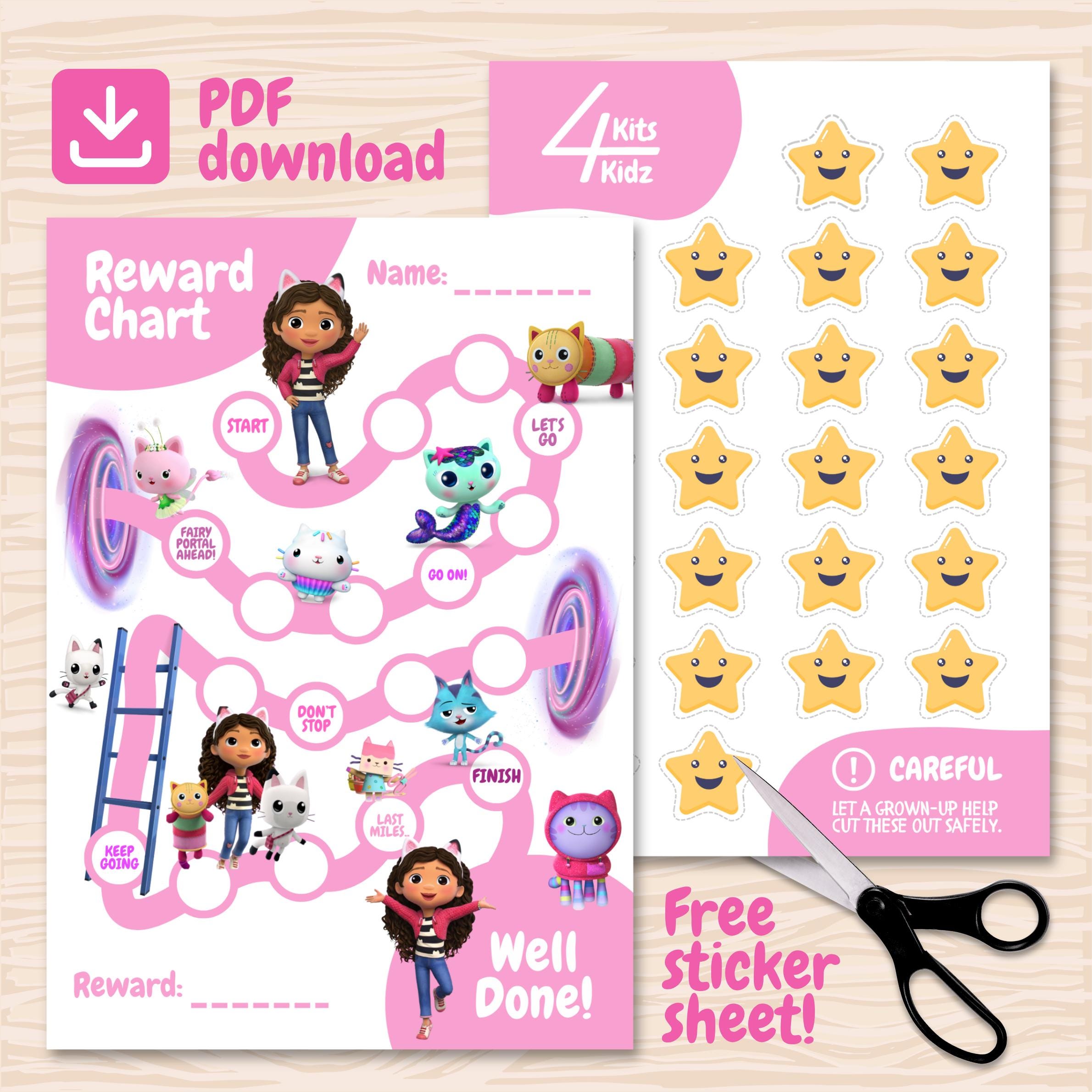 Rewarding Chart for Kids | Gabby's Dollhouse Printable Behavior Chart ...