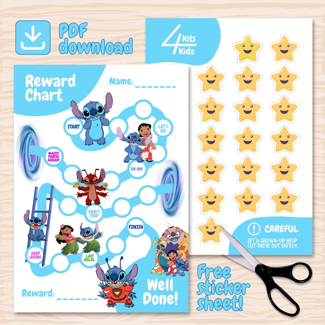 Reward Chart for Kids | Lilo & Stitch Printable Behavior Chart | Reward ...