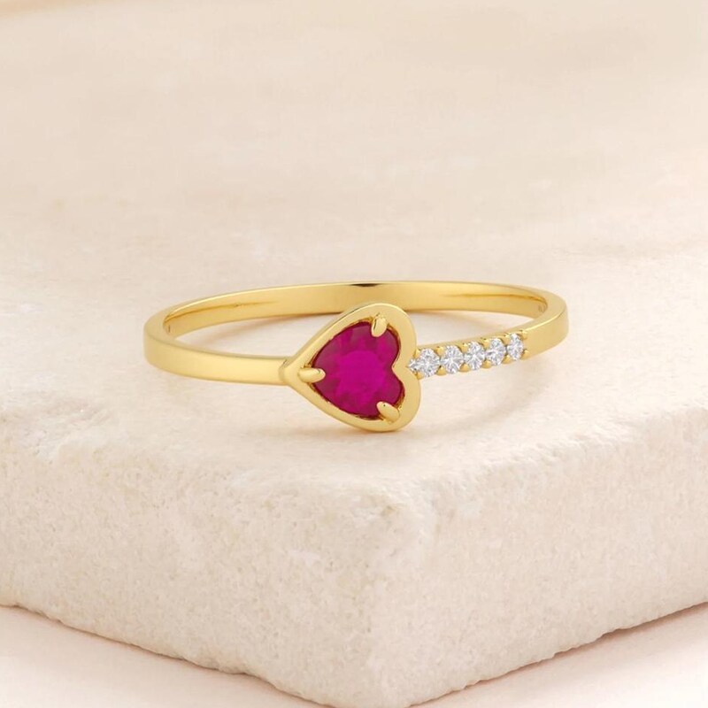Heart Shaped Ruby Ring With Diamonds - Etsy