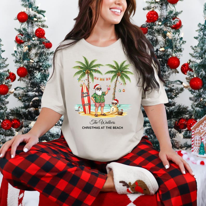 Personalized Christmas at the Beach T-shirt, Custom Family Vacation Tee ...