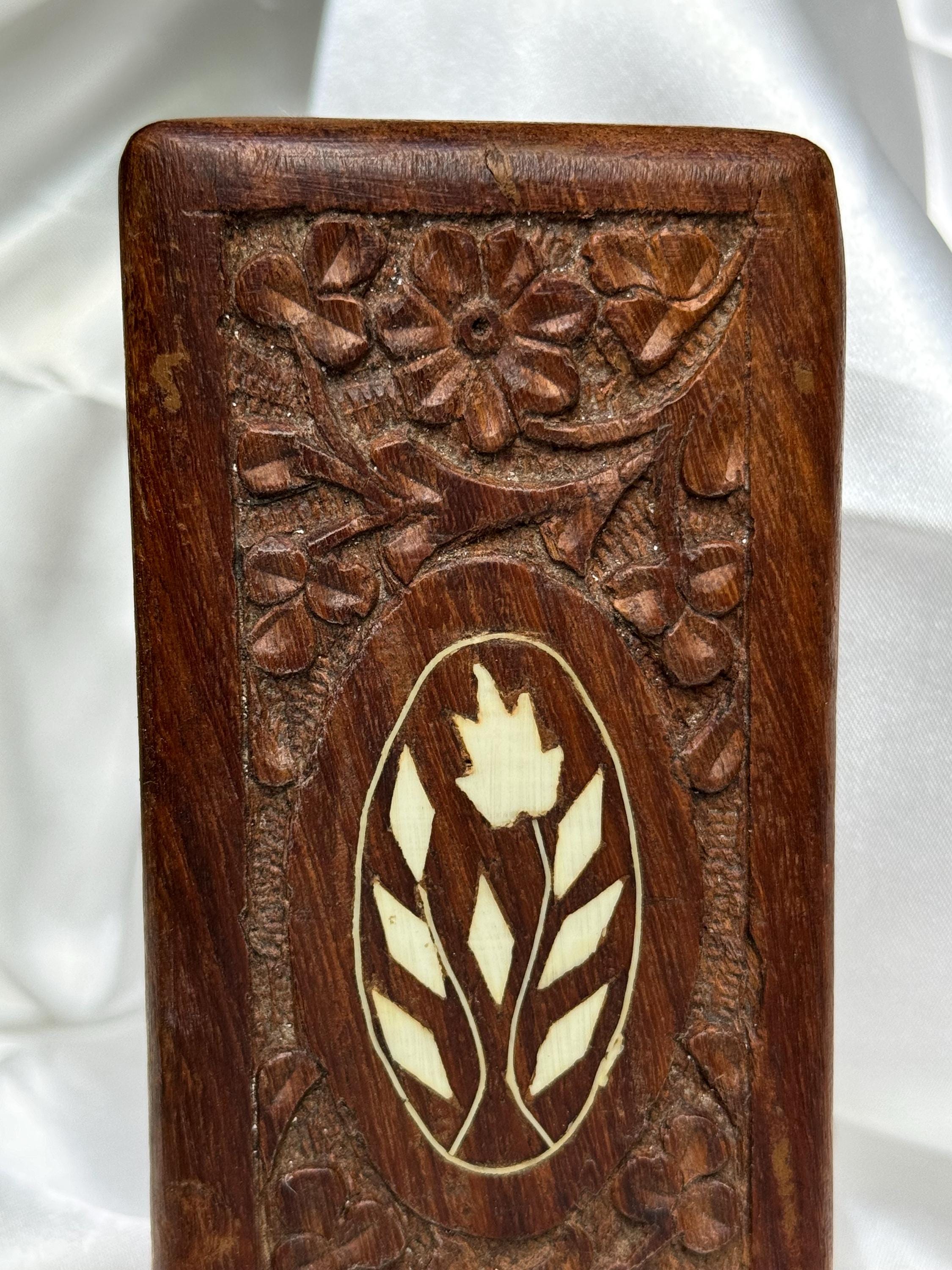 Hand Carved Wooden Trinket Box, Handmade Acacia Wood Jewellery ...