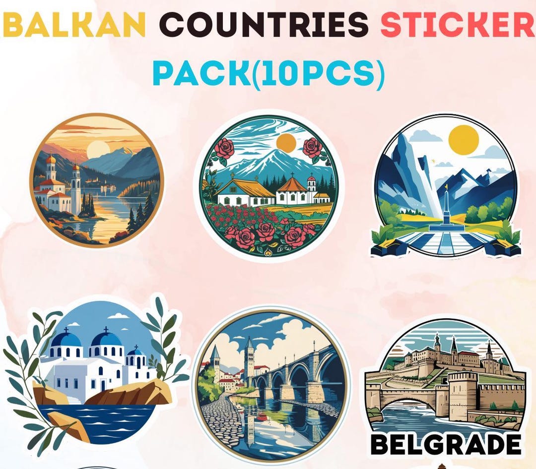 Balkan Landmarks Sticker Pack: Eastern Europe Travel Stickers (10 Pcs ...