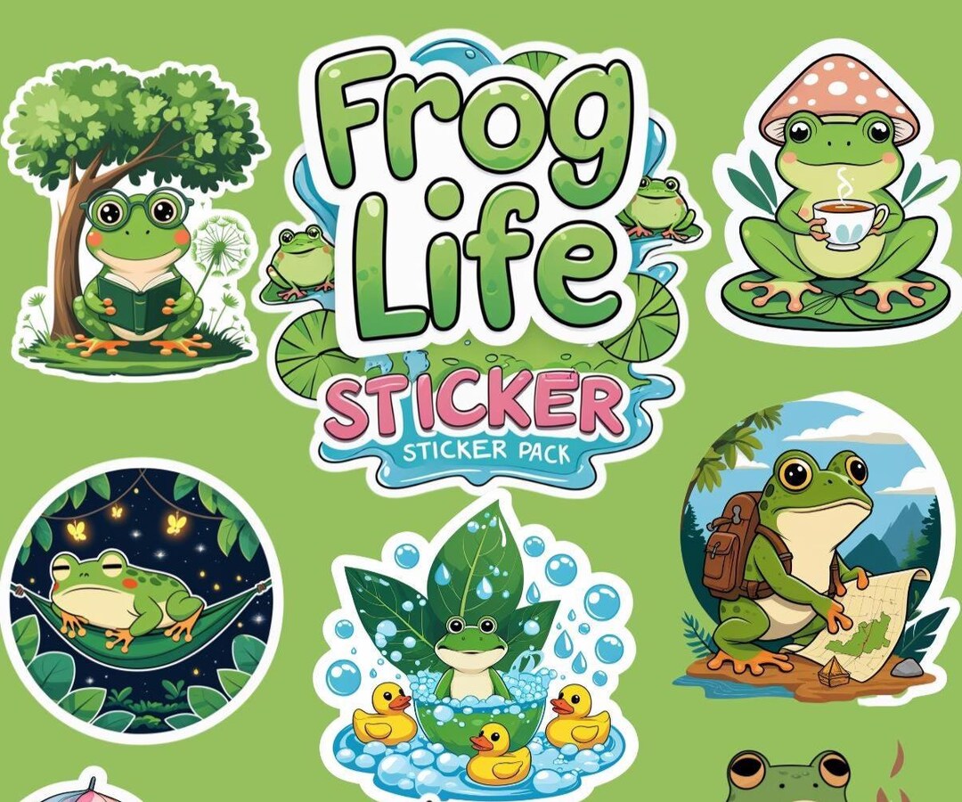 Frog Life Sticker Pack: Kawaii Cottagecore Vinyl Decals - Etsy
