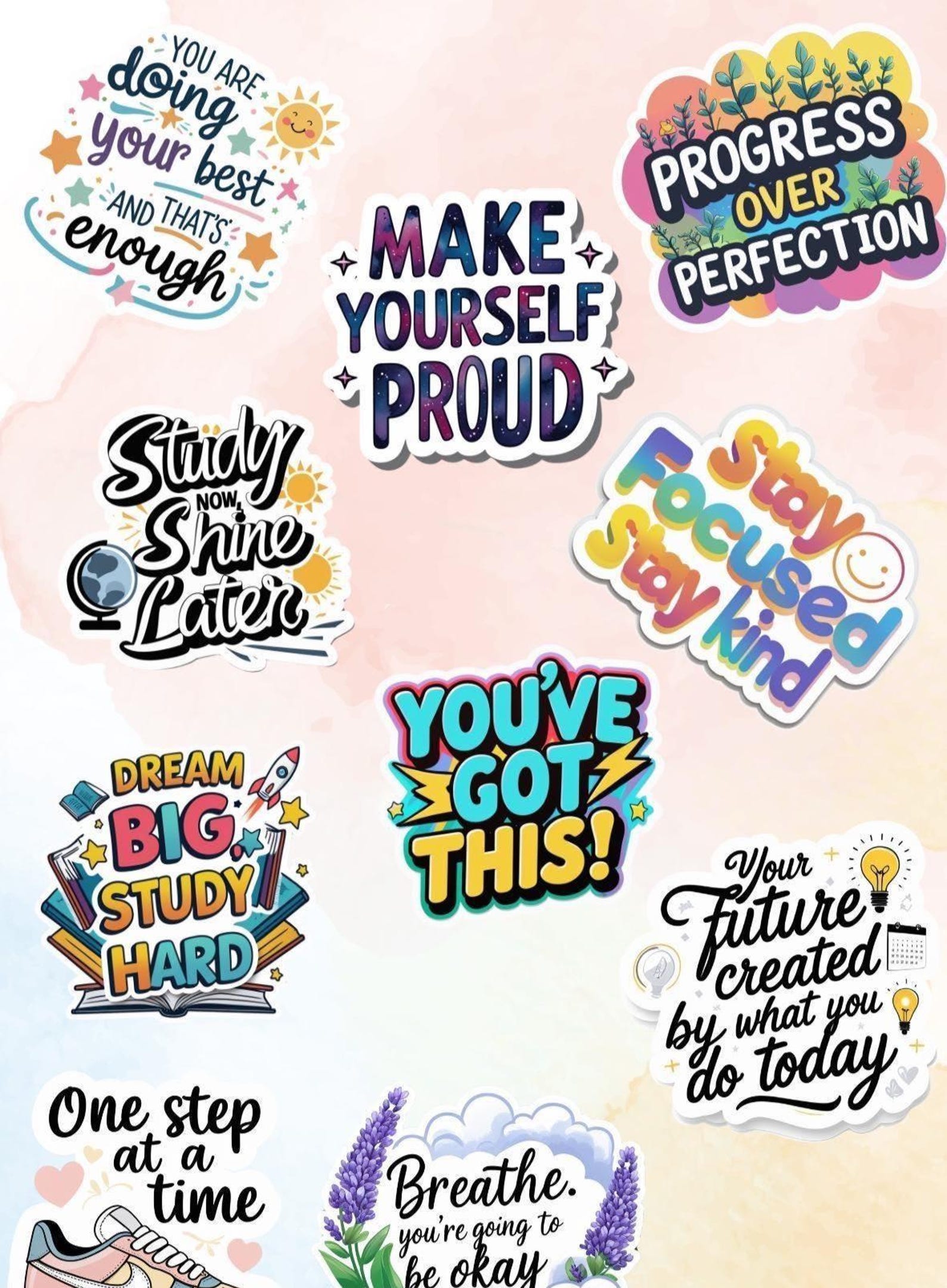 Motivational Stickers for Students - Study Inspiration Vinyl Sticker ...