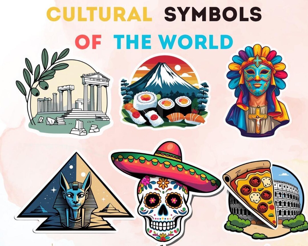 Cultural Symbols Sticker Pack: Travel Icon Vinyl Decals (10 Pcs) - Etsy