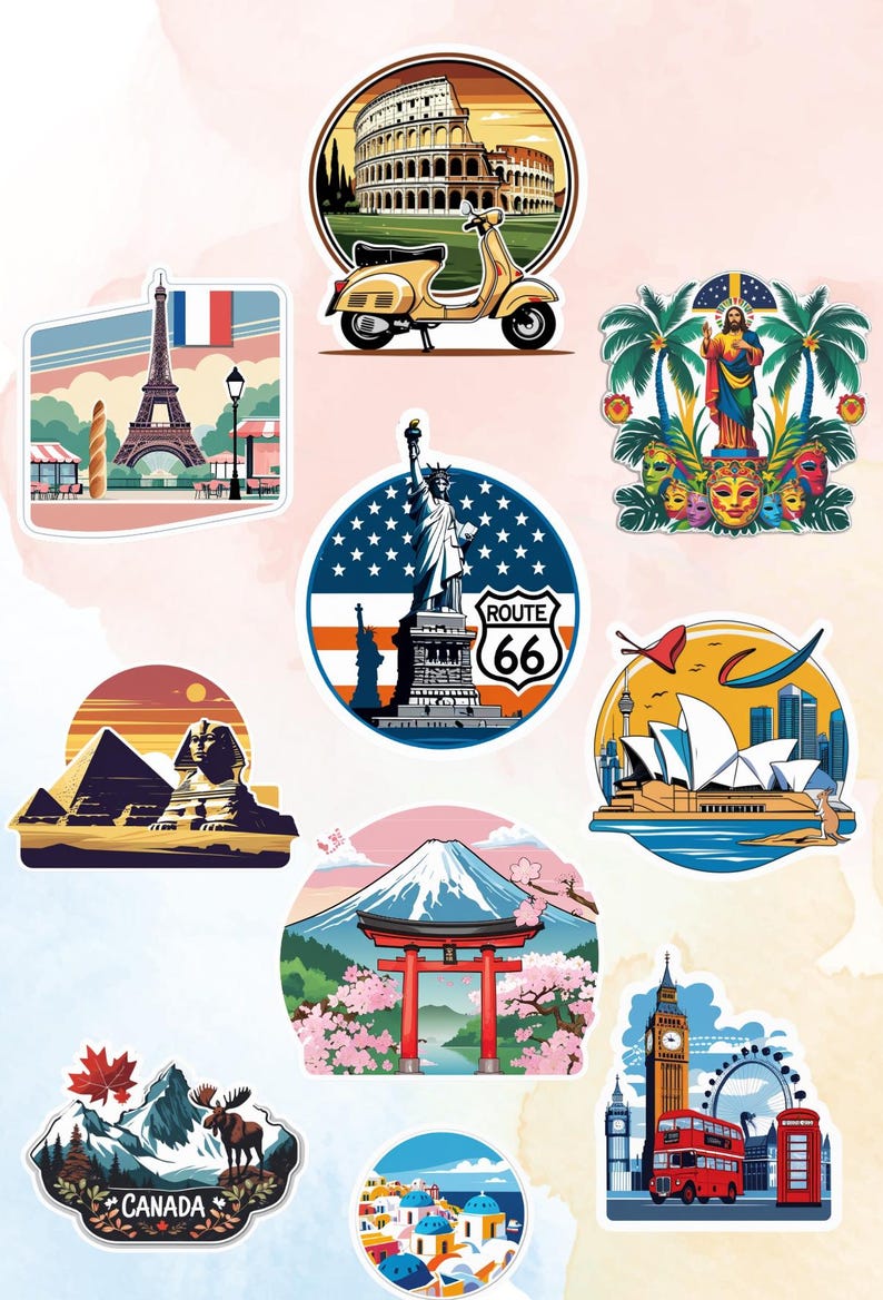 Countries Around the World – Travel Vinyl Sticker Pack (10 Pcs ...