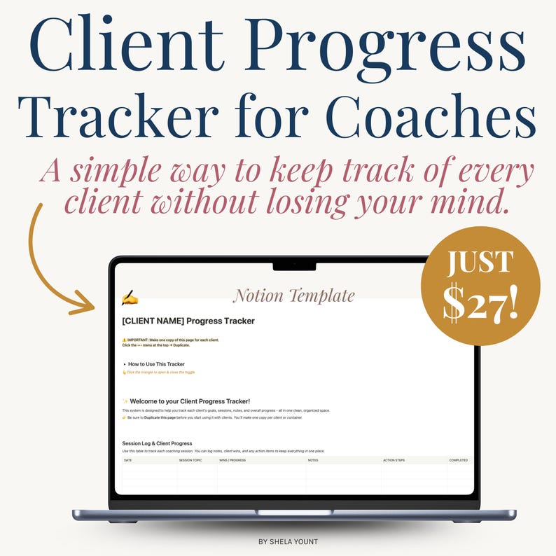 Client Progress Tracker Notion Template | Coaching Session Notes ...