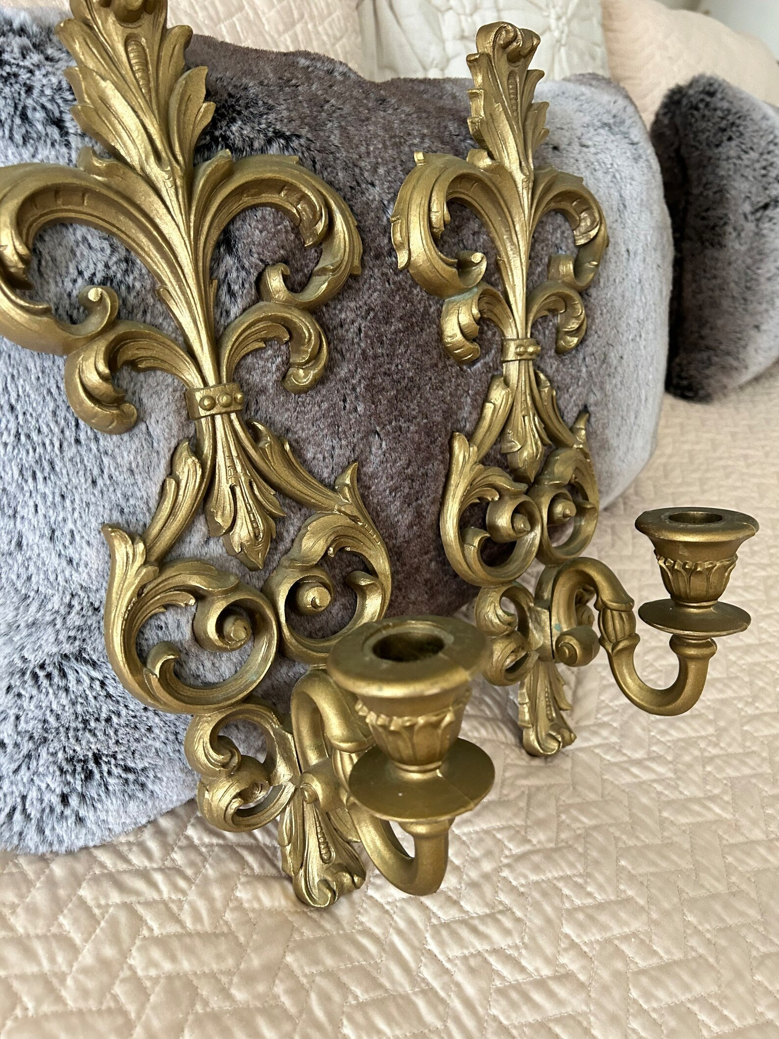 French Provincial Sconces . Gold Ornate Wall Sconces . Molded - Etsy