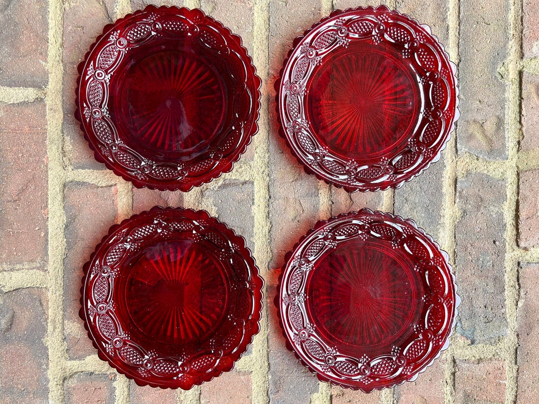 Avon Cape Cod Plates . Set of Four . Vintage Glassware . Chinoiserie ...