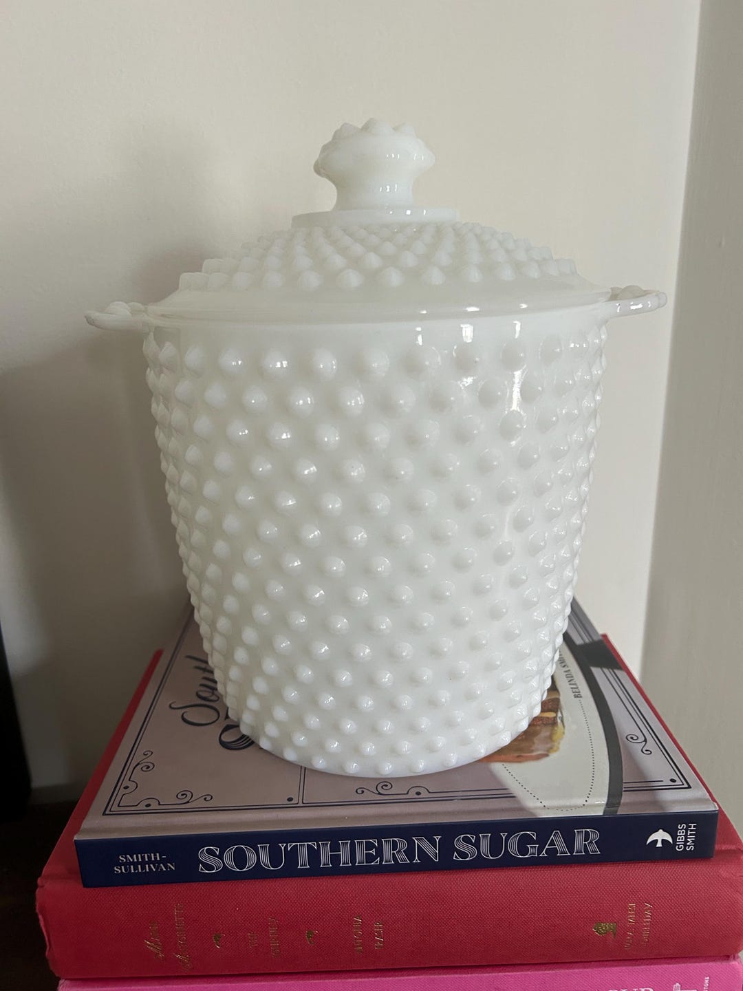 Hobnail Cookie Jar . Milk Glass Cookie Jar . Chinoiserie Chic . Gift ...