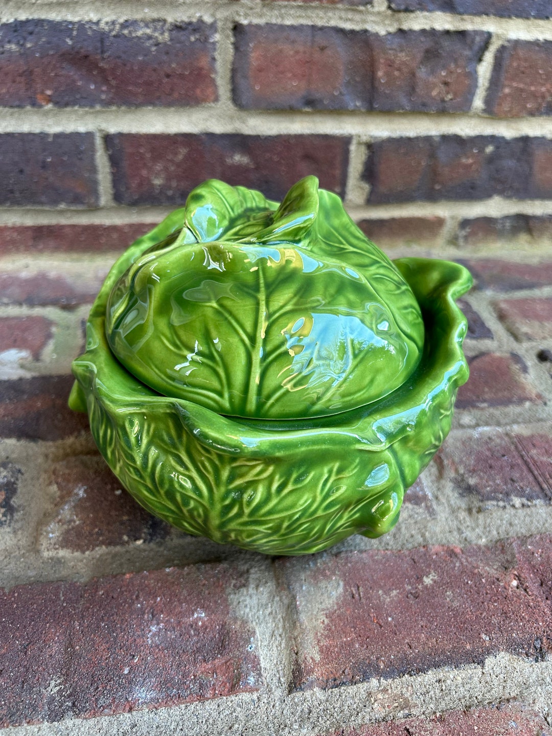 Cabbage Bowl . Vintage Cabbage . Antique Cabbage . Cabbage Ware . Green ...