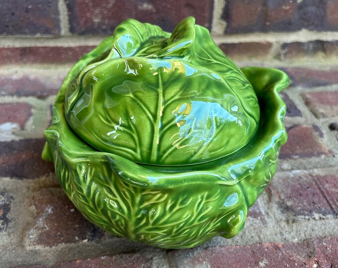 Cabbage Bowl . Vintage Cabbage . Antique Cabbage . Cabbage Ware . Green ...