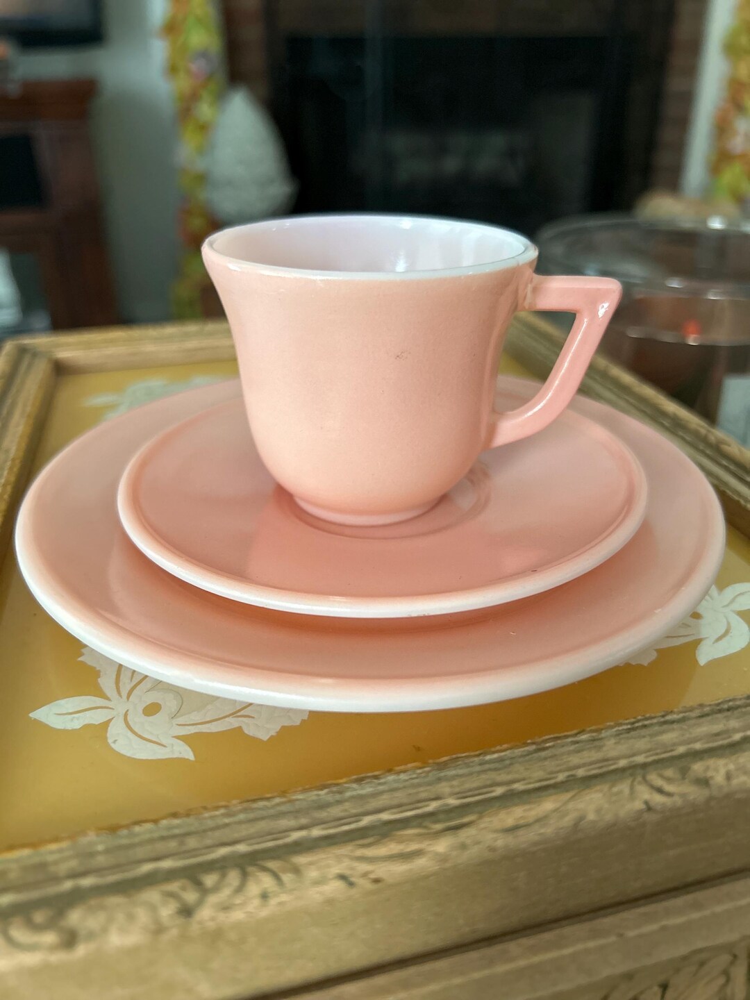 Anchor Hocking Tea Set . Cup and Saver . Pyrex Tea Set . Gift for Her ...