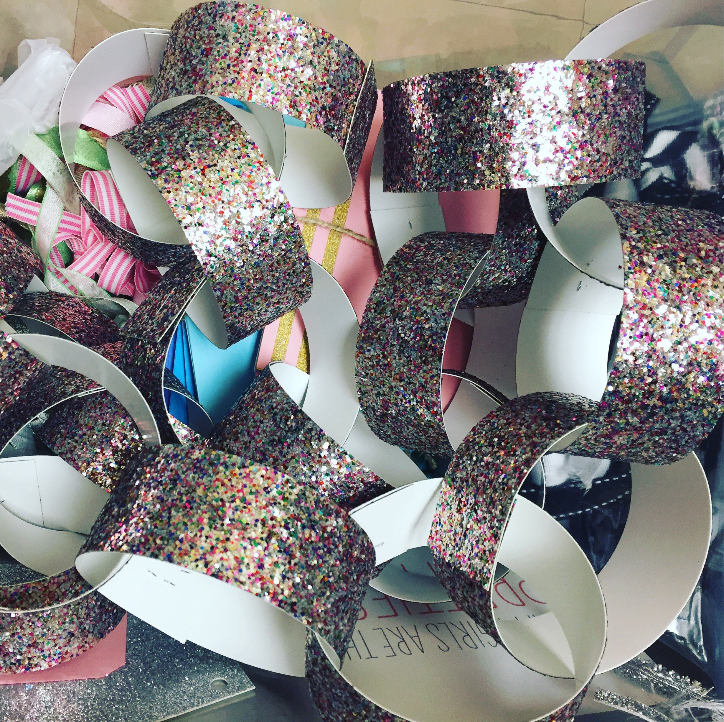 Rainbow Glitter Paper Chain: Party & Birthday Decor (unassembled) - Etsy