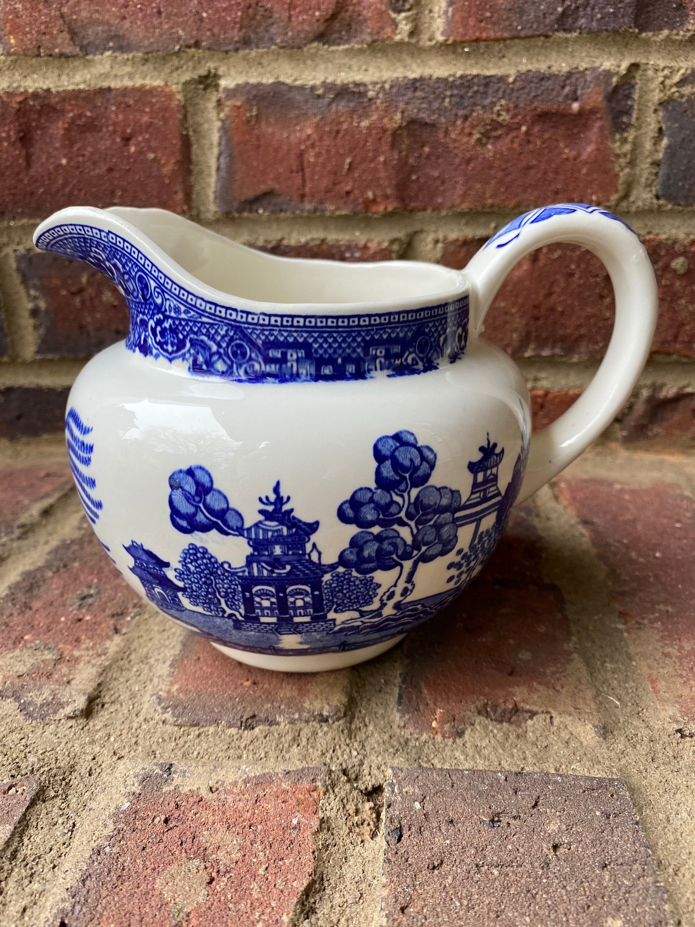 Antique Style Home Provincial Blue and White Pitcher Enesco Japan ...