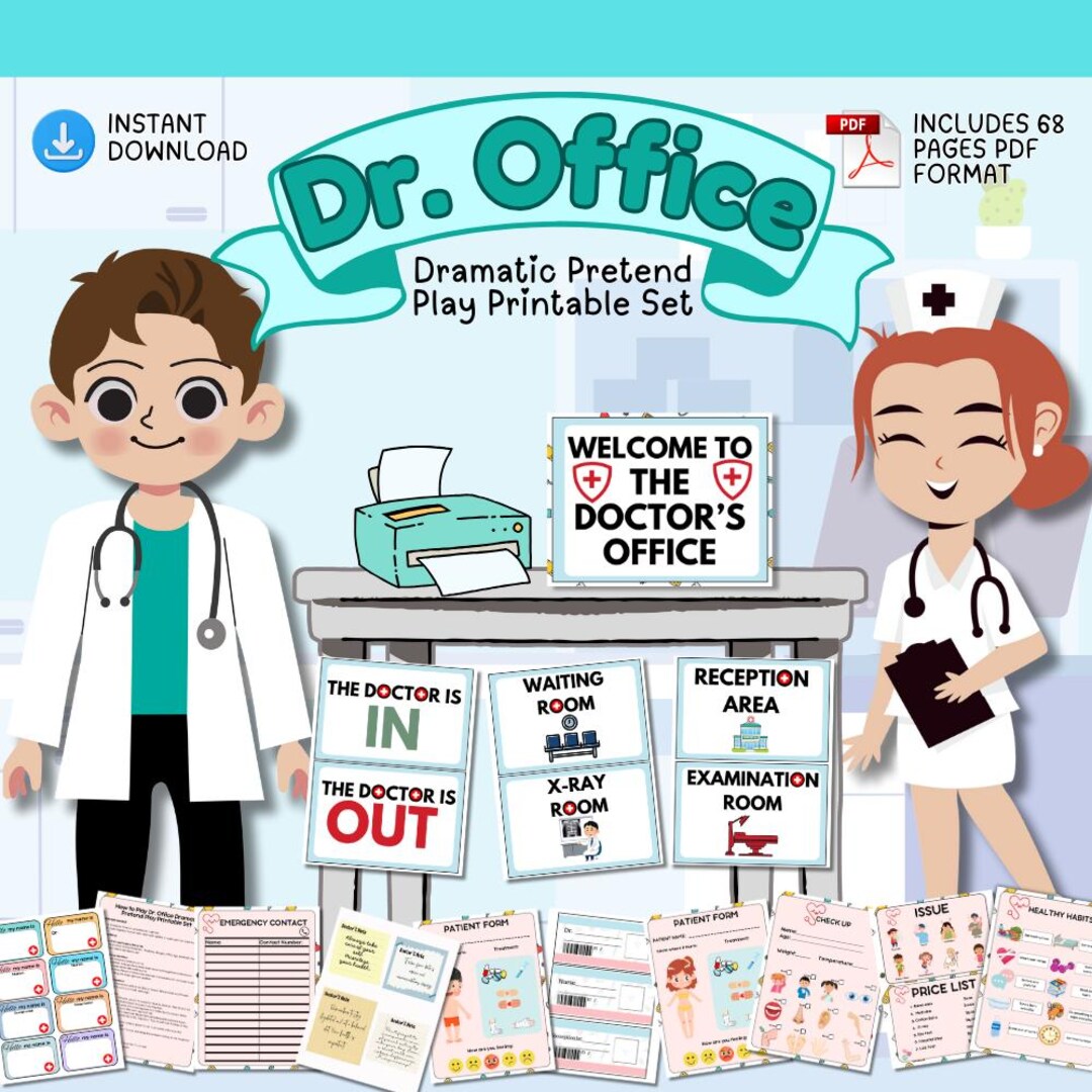 Doctor's Office Pretend Play Printable Set | Preschool Dramatic Play ...