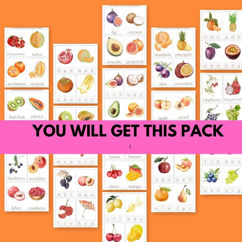 Fruit Flashcards Printable With 32 Cards Plus Clip the Letter Activity ...