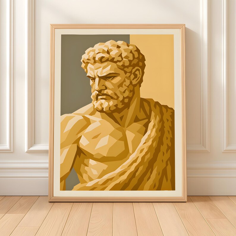 Geometric Hercules Print: Bold Greek Mythology Wall Art (digital ...