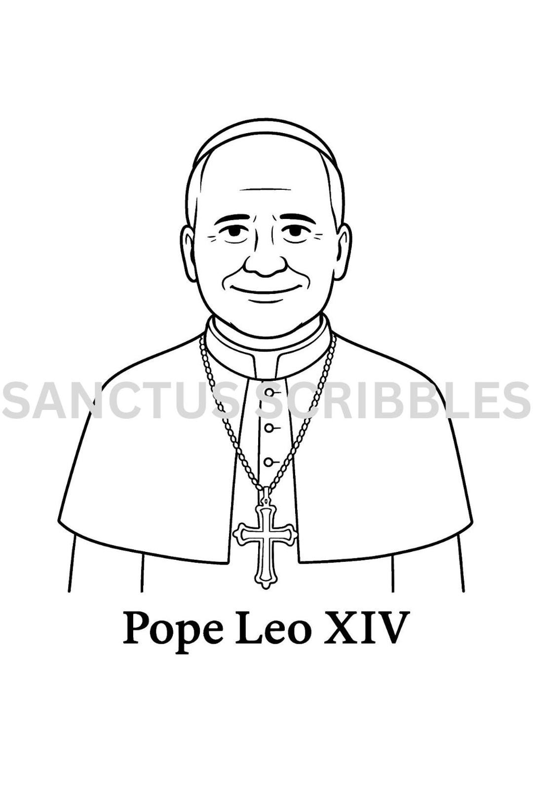 Pope Leo XIV Coloring Page | Catholic Kids | Christian Coloring - Etsy