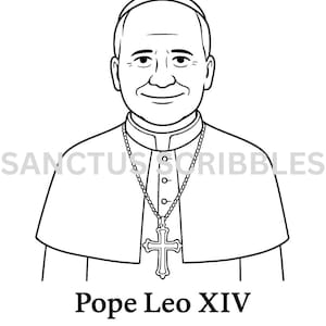 Pope Leo XIV Coloring Page | Catholic Kids | Christian Coloring - Etsy