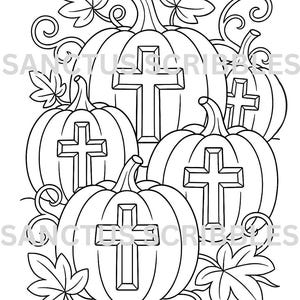 Christian Pumpkin Patch Coloring Page | Fall Autumn Religious Coloring ...