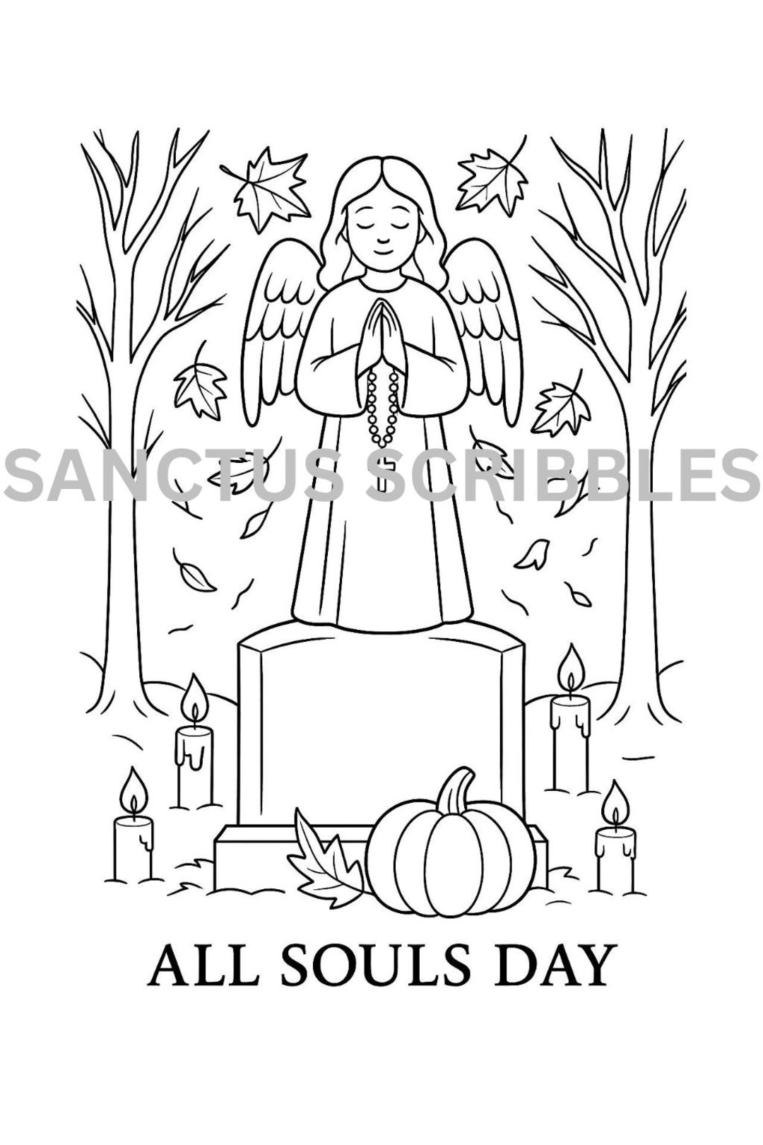 Halloween | All Souls Day Coloring Page | Catholic Kids - Etsy